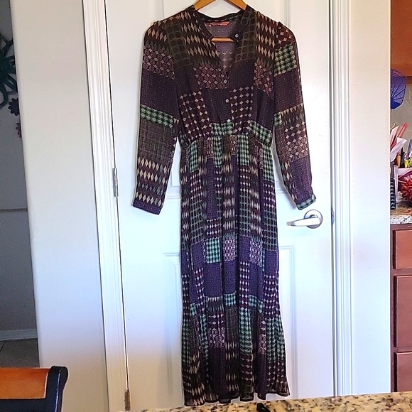 Modcloth | Dresses | Modcloth Sheer Maxi Paattern Dress With Slip Size ...